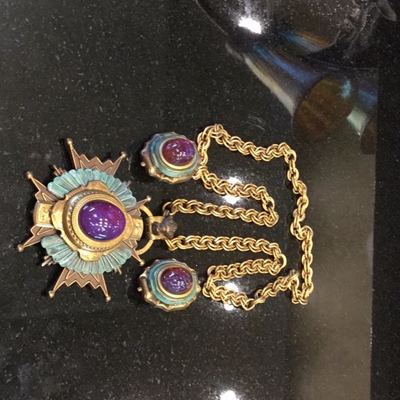 Jewelry | Patrice Vintage Medallion Necklace And Earrings With 3 Chain ...